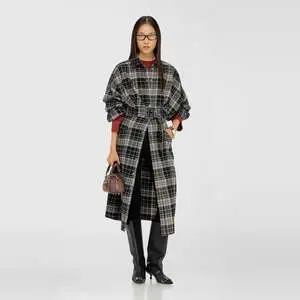 DIESEL® Checked Flannel Midi Shirt Dress With Wide Belt - Multicolor