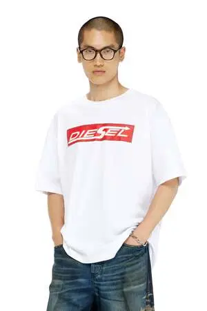 DIESEL® Cotton T-shirt With Logo Print - White