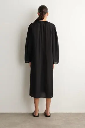 Cos Gathered Lightweight Cotton Midi Dress