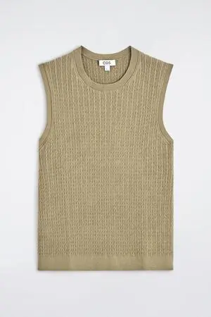 Cos Cable-knit Cotton-linen Tank Top - Beige
