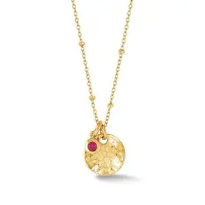 DOWER & HALL Hammered Disc & Ruby Array Necklace - Gold