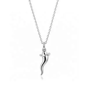 UNALOE Sterling Italian Horn Pendant Necklace With Cowboy Hat Detail - Silver