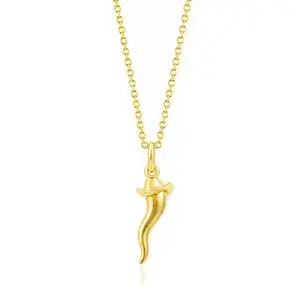 UNALOE Gold Plated Sterling Silver Italian Horn Pendant Necklace With Cowboy Hat Detail - Gold/silver