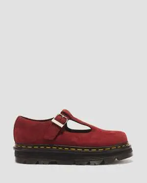 Dr. Martens Zebzag Milled Nubuck Mary Jane Platform Shoes - Red