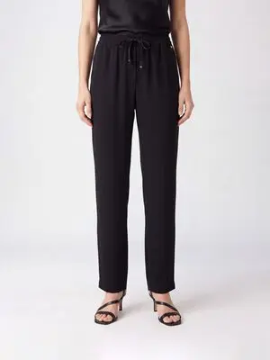 Herno High-waisted Jersey Palazzo Trousers With Drawstring - Black