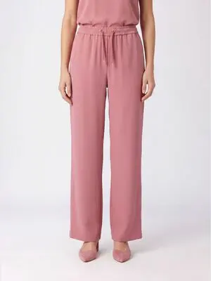 Herno High-waisted Jersey Palazzo Trousers With Drawstring - Pink