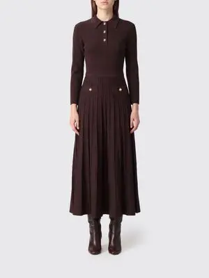 Michael Kors Michael Kors Ribbed-Knit Recycled Viscose Midi Polo Shirt Dress Brown
