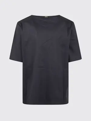 Herno Short-sleeved Crew Neck T-shirt In Pure Cotton - Blue