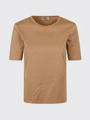 Herno Short-sleeved Crew Neck T-shirt In Pure Cotton - Camel