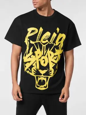 PLEIN SPORT Cotton Jersey T-shirt With Contrasting Logo - Black 1