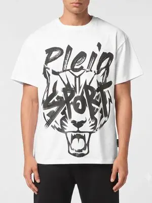 PLEIN SPORT Cotton Jersey T-shirt With Contrasting Logo - White