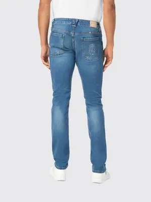 BILLIONAIRE Regular Fit Straight Leg Stretch-denim Jeans With Embroidered Logo - Turquoise