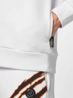 PLEIN SPORT Cotton Hoodie With Contrast Logo And America Pockets - White