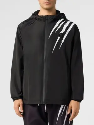 PLEIN SPORT Zip-up Hooded Jacket With Graphic Detail - Black