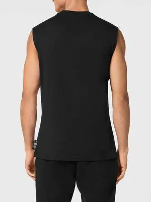 PLEIN SPORT Cotton Tank Top With Contrast Logo - Black