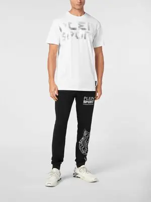 PLEIN SPORT Cotton Jersey T-shirt With Laminated Contrast Logo - White