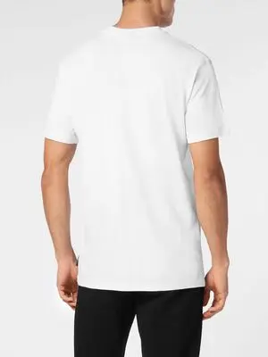 PLEIN SPORT Cotton Jersey T-shirt With Laminated Contrast Logo - White
