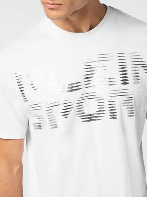 PLEIN SPORT Cotton Jersey T-shirt With Laminated Contrast Logo - White