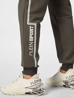 PLEIN SPORT Slim Fit Jersey Jogging Trousers With Drawstring And Logo - Green