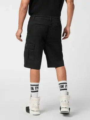 Philipp Plein Cotton Cargo Shorts - Black