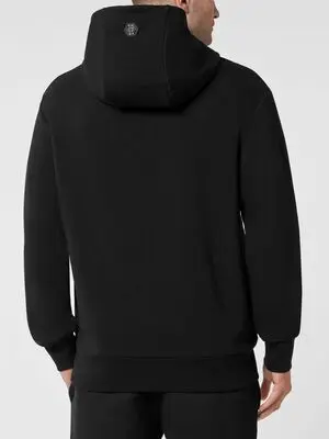 Philipp Plein Monogram Print Cotton Hoodie With Hexagon Logo - White