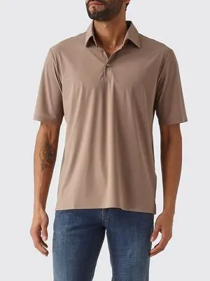 Herno Short-sleeved Cotton Polo Shirt With Classic Collar And Three-button Placket - Dove Grey