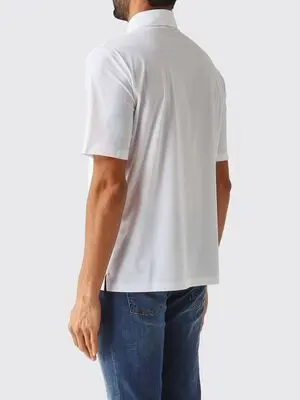 Herno Short-sleeved Cotton Polo Shirt With Classic Collar And Three-button Placket - White