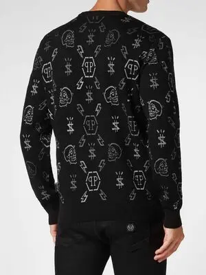Philipp Plein Skull Motif Merino Wool Crewneck Jumper