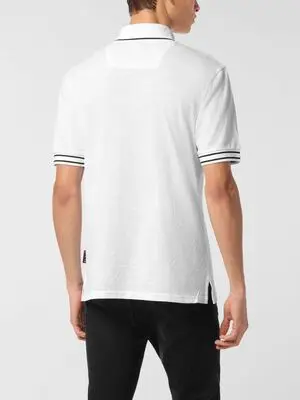 Philipp Plein Short-sleeved Cotton Polo Shirt With Contrast Logo And Classic Collar