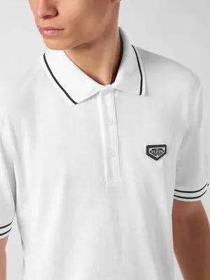 Philipp Plein Short-sleeved Cotton Polo Shirt With Contrast Logo And Classic Collar