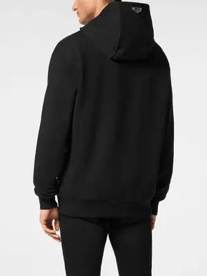 Philipp Plein Contrast Logo Cotton Hoodie - Black