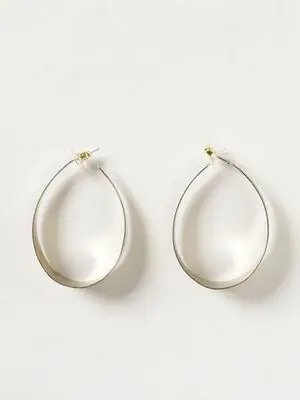ALLUJEWELS Oval Shaped Brushed Metal Hoop Earrings By