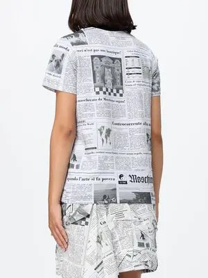 Moschino Newspaper Print T-shirt - Grey