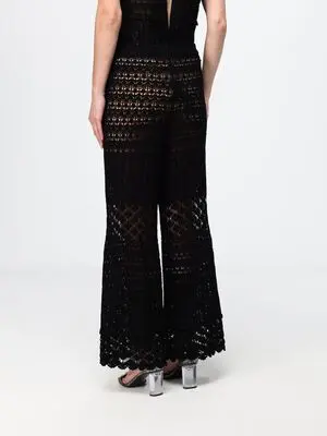 SEMICOUTURE Crocheted Wide Leg Trousers - Black