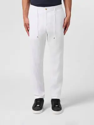 Philipp Plein Tailored Drawstring Linen Trousers - White