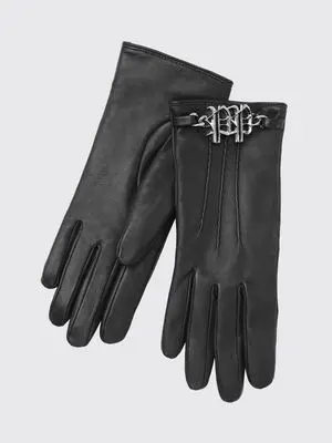 Philipp Plein Leather Gloves With Embellished Logo - Black