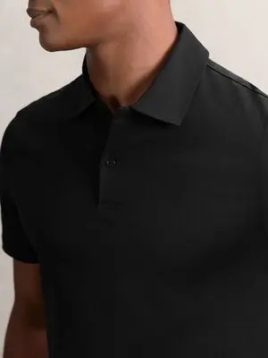REISS Earl Air-water Cotton Polo Shirt - Black