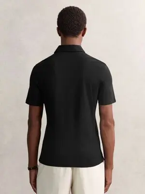 REISS Earl Air-water Cotton Polo Shirt - Black