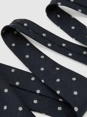 REISS Rocco Wool-silk Textured Polka-dot Tie - Navy