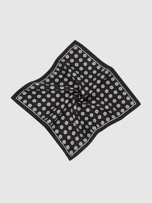 REISS Quadro Silk Geometric Medallion-print Pocket Square - Black