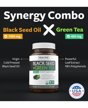 HEALTHS HARMONY Black Seed Oil + Green Tea Liquid Capsules