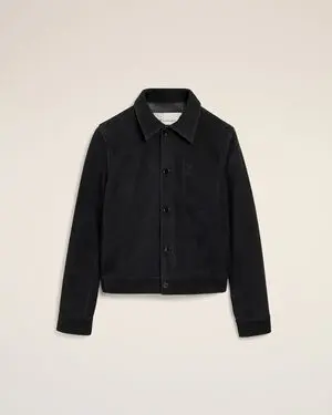 AMI Paris Suede Leather Jacket With Embossed De Coeur