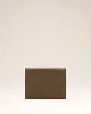 AMI Paris Brown Cowhide Leather Trifold Wallet With De Coeur Brown