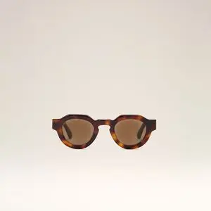 AMI Paris Tortoiseshell Acetate Sunglasses With Silver Tone Detail - Natural Shell