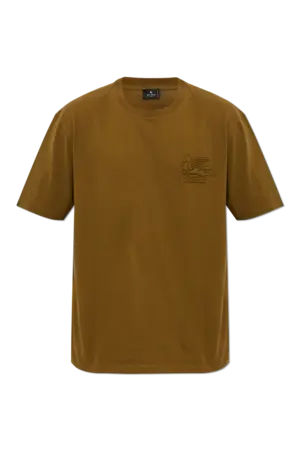 Etro T-shirt With Embossed Logo - Brown