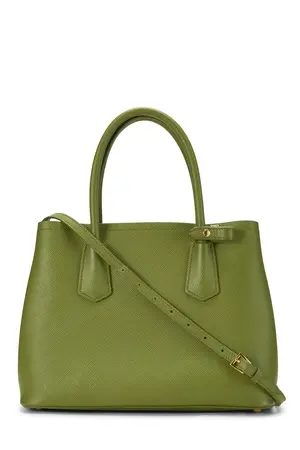 Prada Saffiano Double Tote Bag - Green