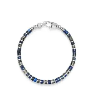NIALAYA JEWELRY Blue / Silver Blue Lapis & Labradorite Heishi Bracelet - Blue/silver
