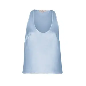 ANSE VICTORIN Victoria Silk Satin Muscle Tank - Blue