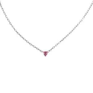 BLOOMTINE | EARTH ANGEL HQ Bloomtine Sterling Pink Trillion Moissanite Necklace - Silver