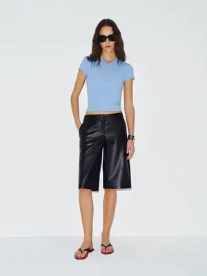 REFORMATION Lindie V-neck T-shirt Knit - Blue